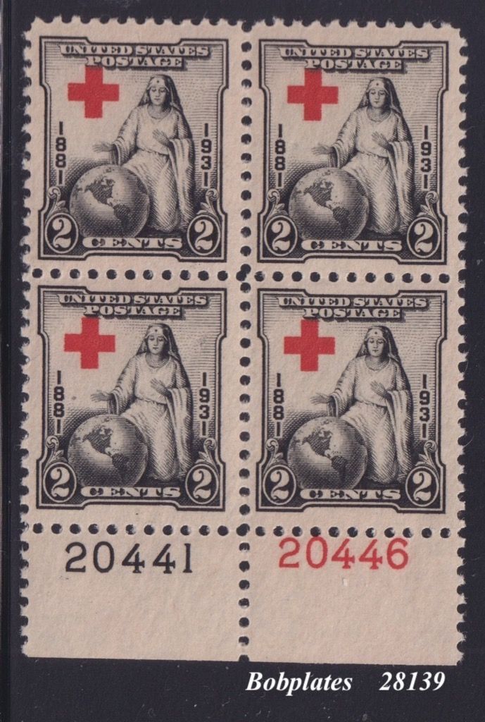 BOBPLATES US #702 Red Cross Bottom Left Plate Block 20441 20446 LH ...