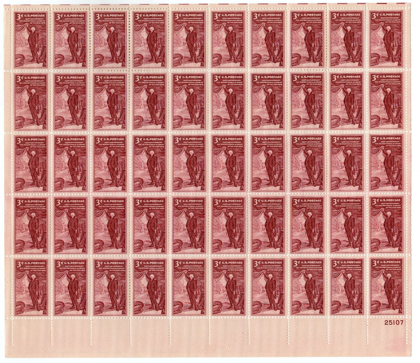 Scott #1064 Charles Wilson Peale Penn Arts Sheet of 50 Stamps - MNH P ...