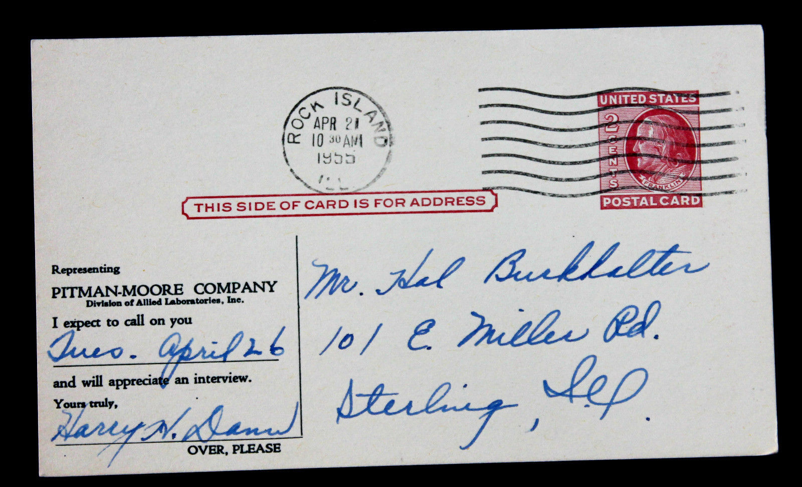 US Stamp Sc# UX38 Vintage Sales Postal Card with Slogan on Back 1955 ...