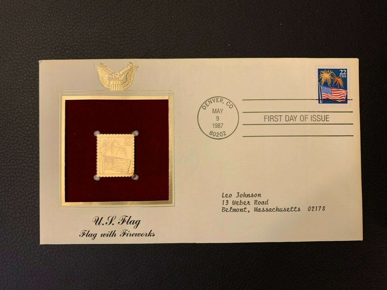 Primer día cubierta Scott 2276 22K Oro Plateado 1987 US Flag | United ...