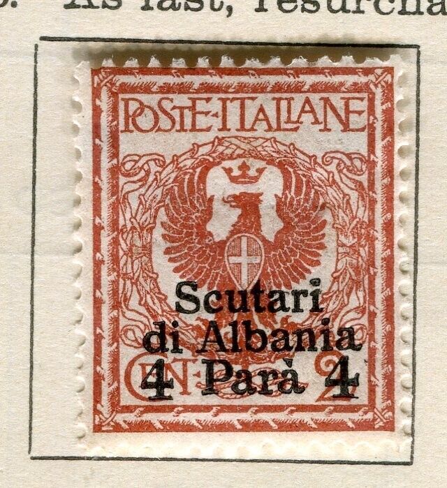 ITALIAN ALBANIA SCUTARI early 1900s Emmanuel surcharged Mint hinged 4pa ...