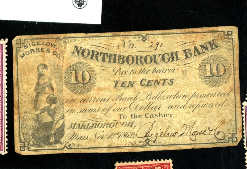 1862 North Borough Bank 10 Cent Note Creases | United States, Stamp ...