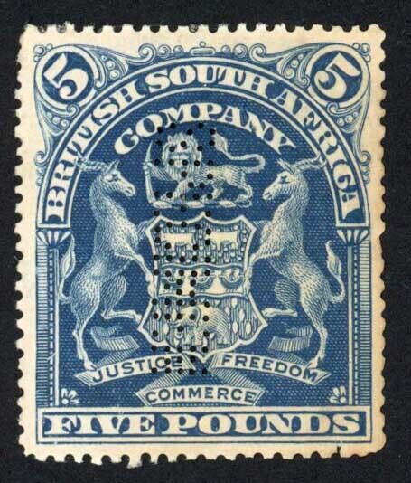 Rhodesia SG92s FIVE Pound Deep Blue (no gum) Perfin SPECIMEN | Africa ...