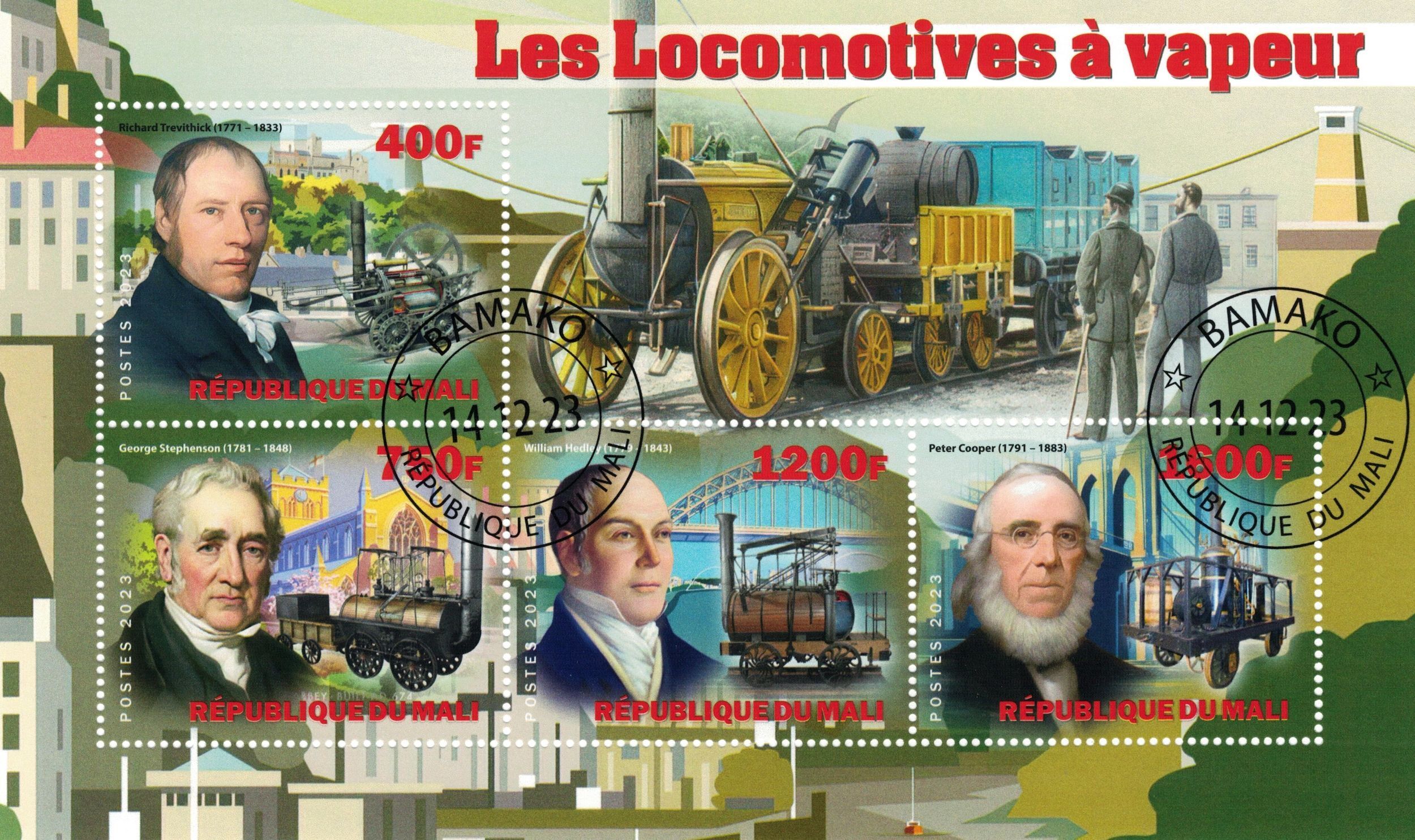 MALI 2023 - Steam trains /complete set (sheets+block) - 4 scans ...