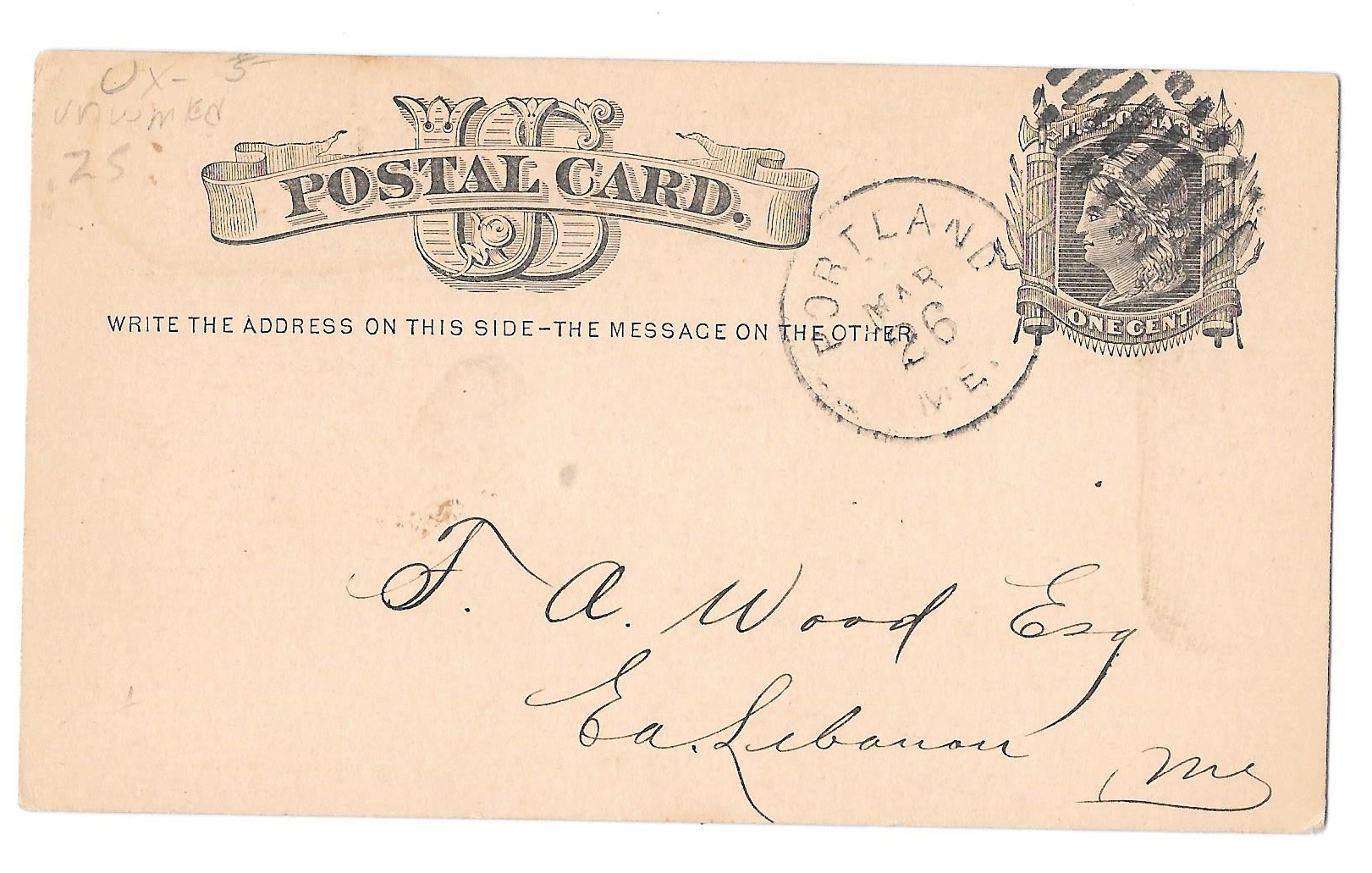 UX5 1879 Portland ME Fancy Grid Cancel Preprinted Doten Lumber Dealers ...