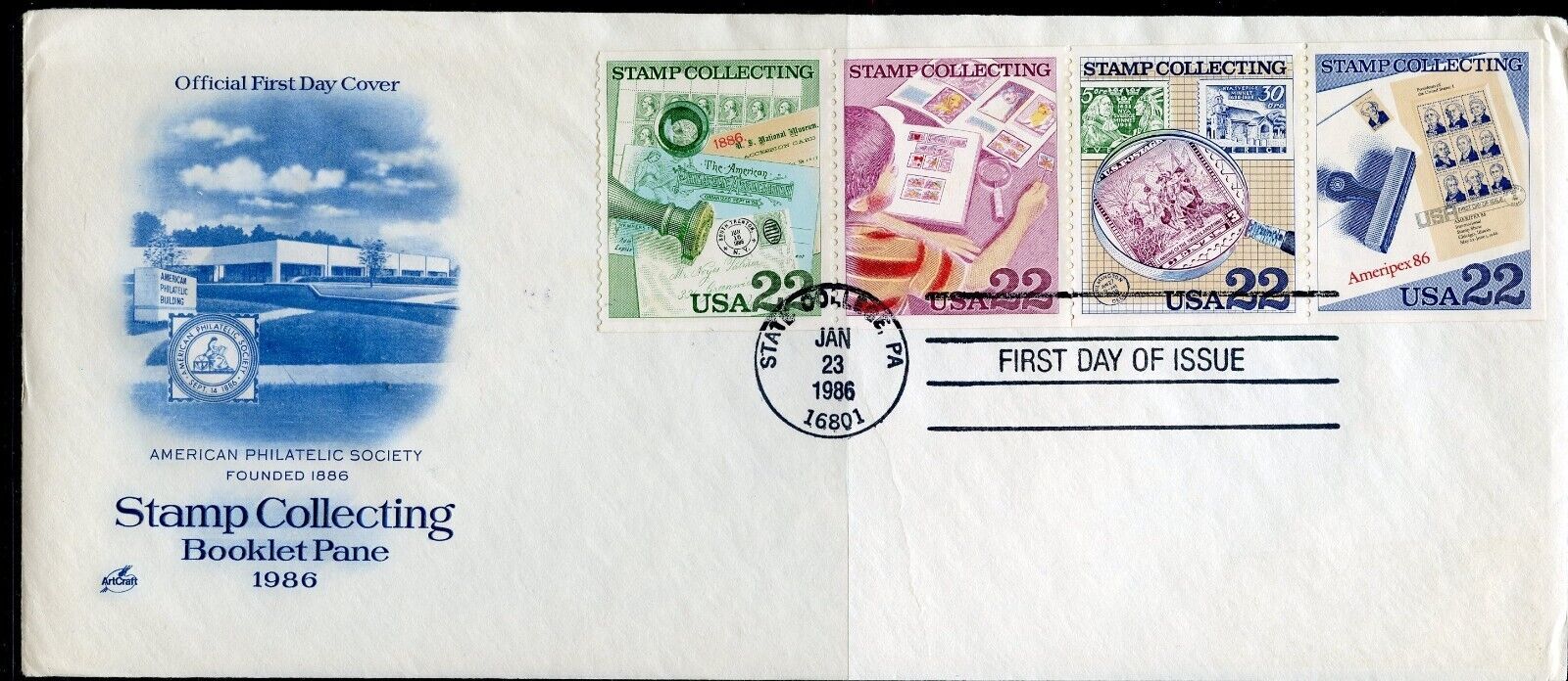 United States Scott #2201A 1986 Stamp Collecting Booklet Pane Artcraft ...