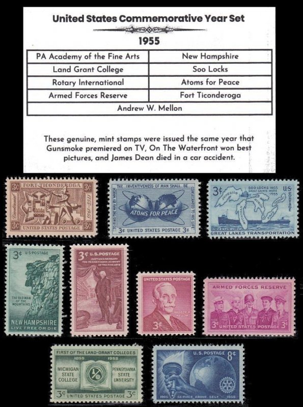 1955 Complete Mint Set of Vintage Commemorative Stamps | United States ...
