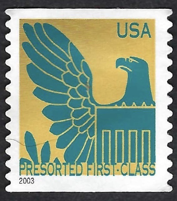 United States #3795 Presorted FC (25¢) Eagle and Shield (2003). Coil ...