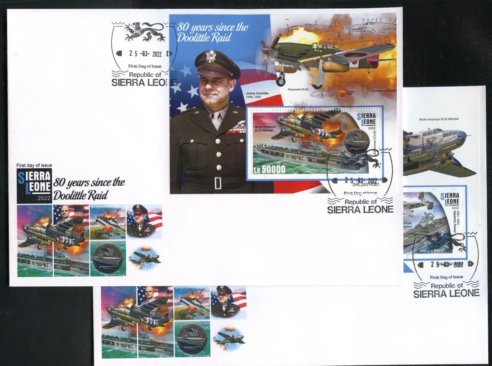 Sierra Leone 2022 80th Anniversary of the Doolittle Raid S/S SET Fdcs ...