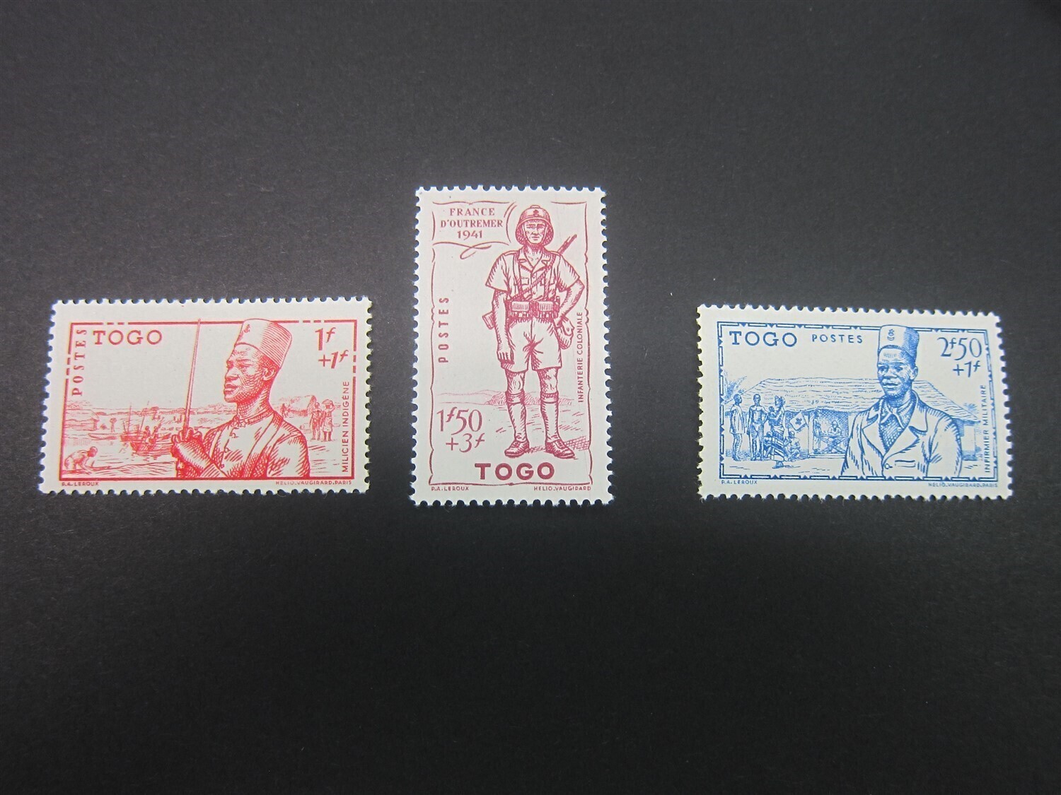 French Togo 1941 Sc B10A-C set MH | Africa - Togo, Semi-Postal Stamp ...