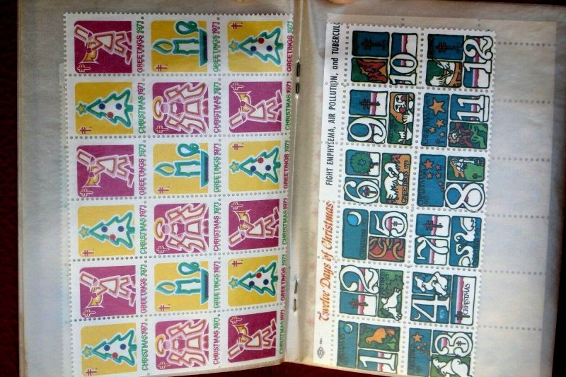 US Stamp Collection MNH Christmas Seals 16 Different Blocks (243 Stamps ...
