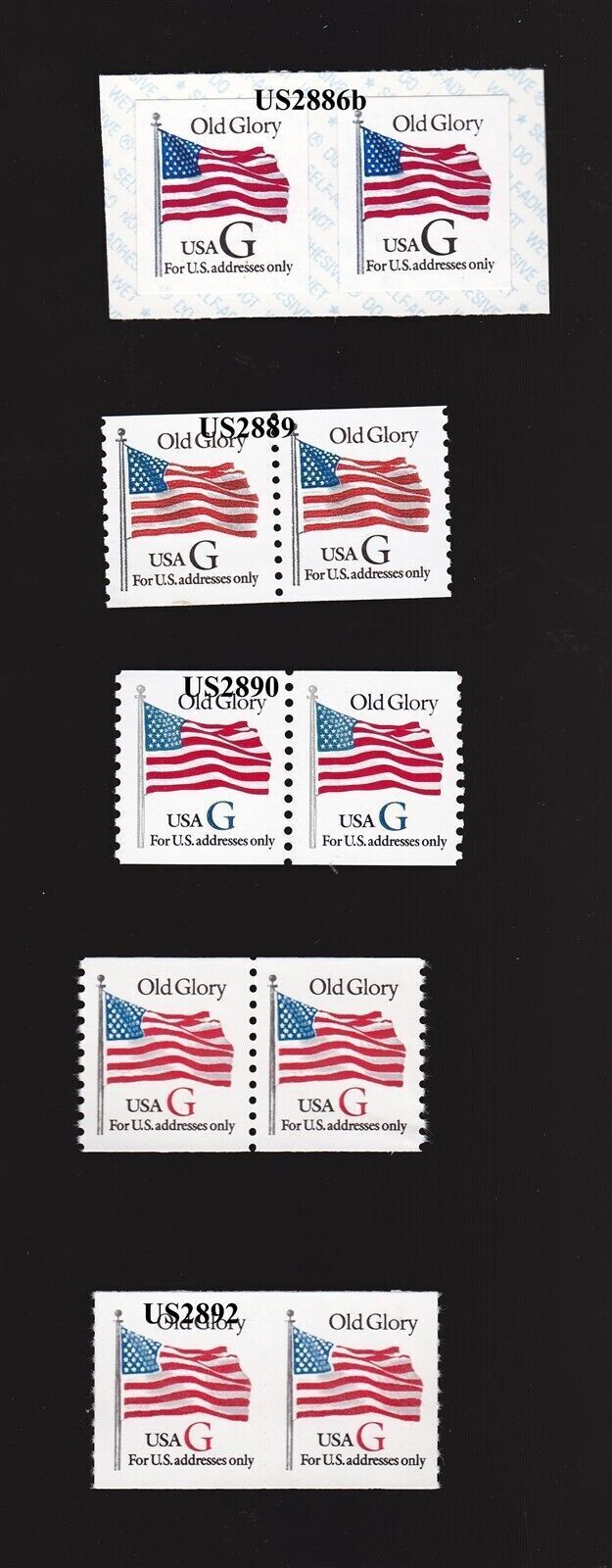 Pair G Rate US 2886b, US 2889, US 2890, US 2891, US 2892 Lot (5) MNH F ...