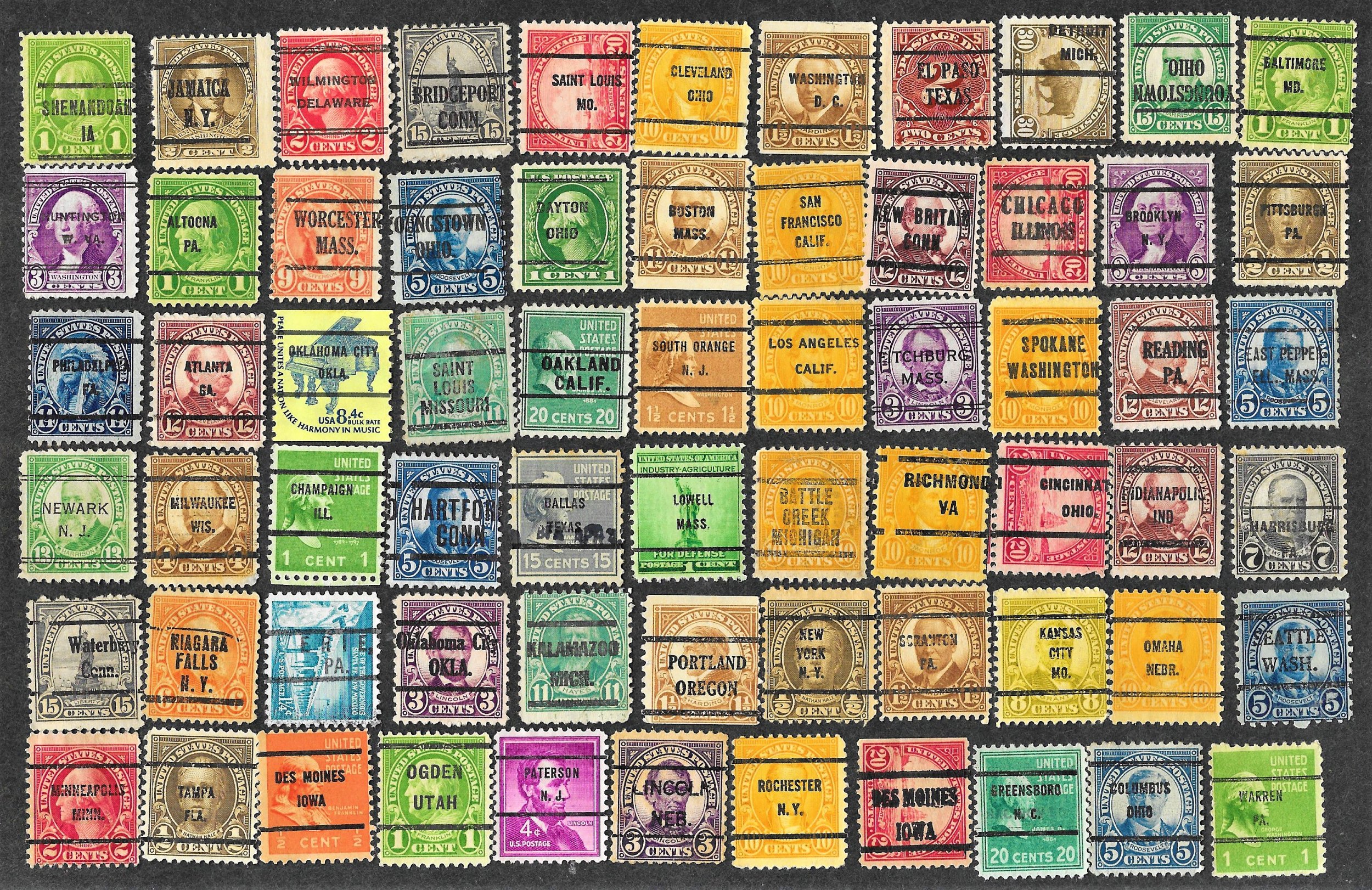 66 Different U S Precancels Used With 1 inverted 1 Out of Box! / HipStamp