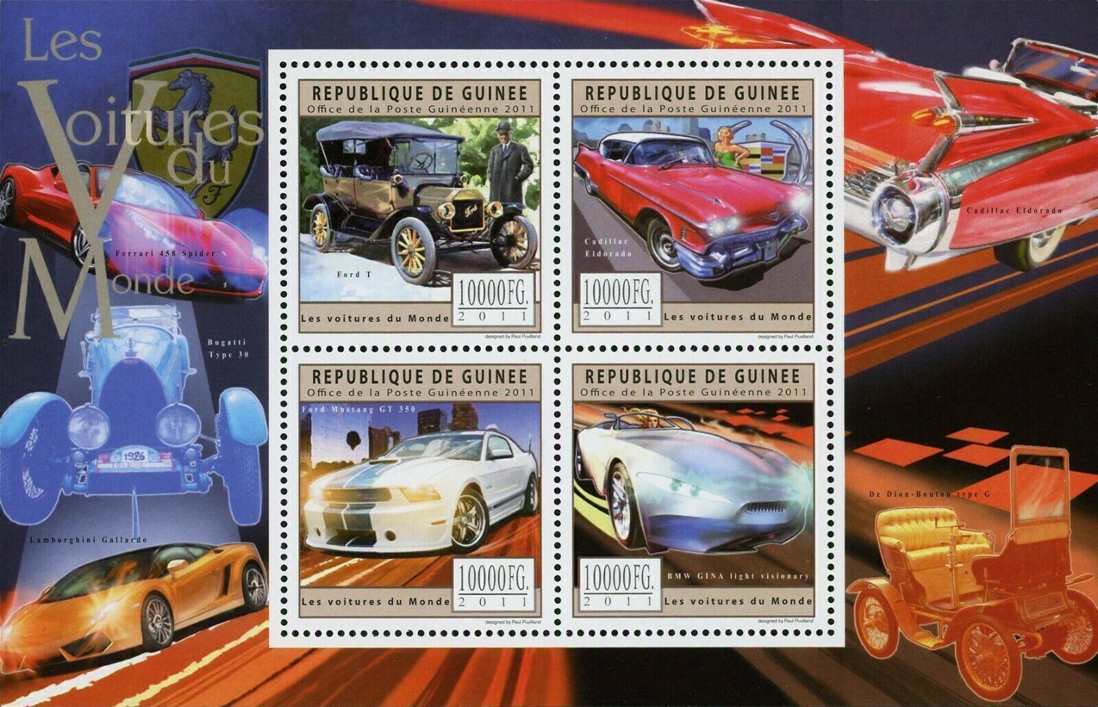 Car Stamp Ford T Cadillac Eldorado BMW GINA Light Visionary Mustang GT ...