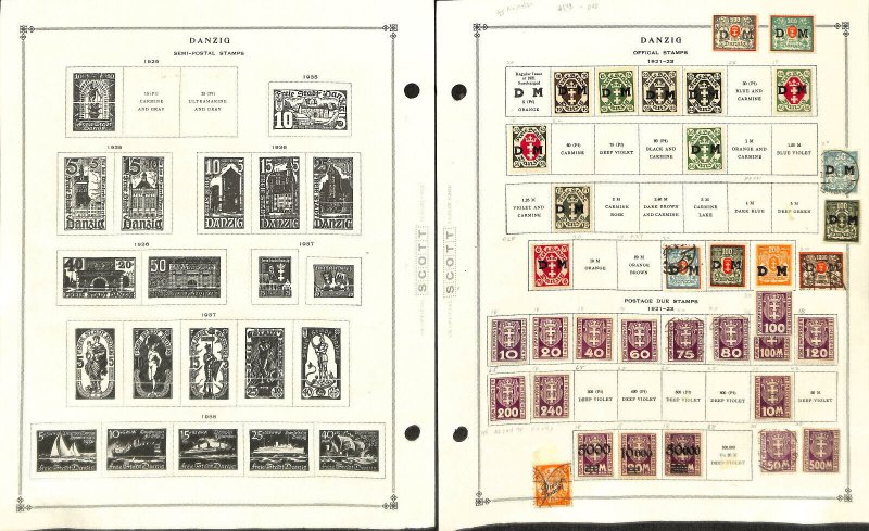 Danzig - Germany Stamp Collection 7 Scott International Pages, 1920 ...