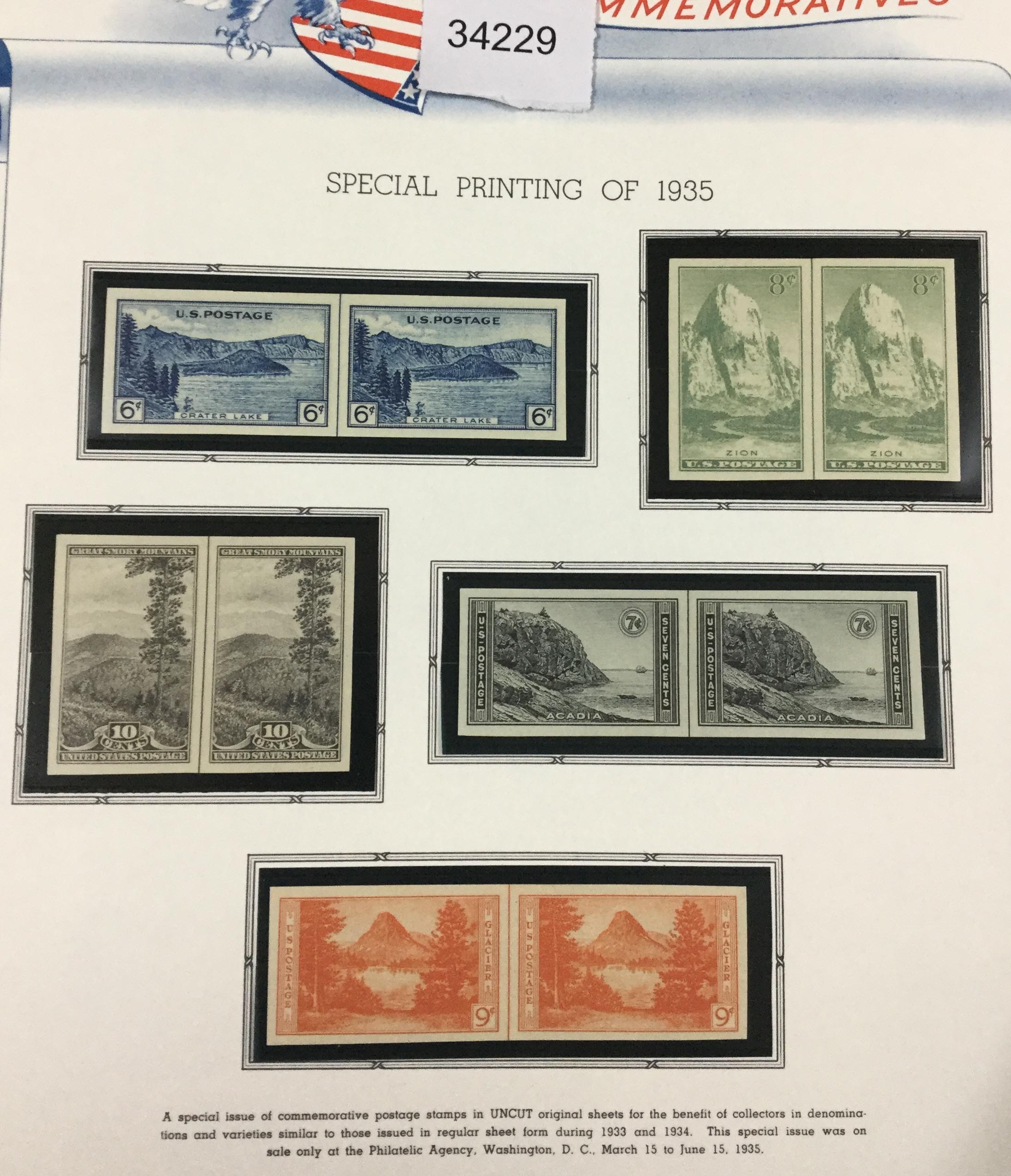 US Stamps Mint 1c-10c 10 Imperf Line Pairs Collection LOT #34229 ...
