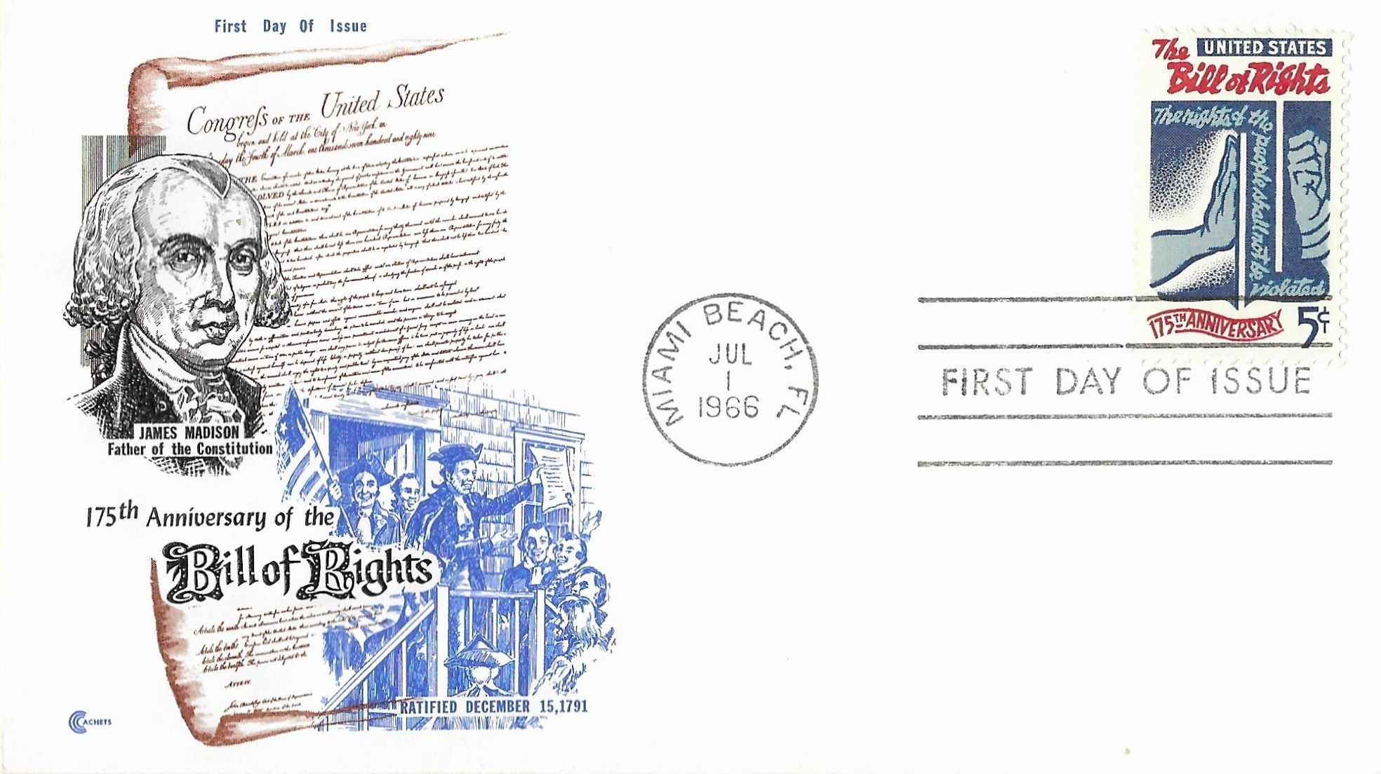 1966 FDC, #1312, 5c Bill of Rights, Cover Craft Cachets | United States ...