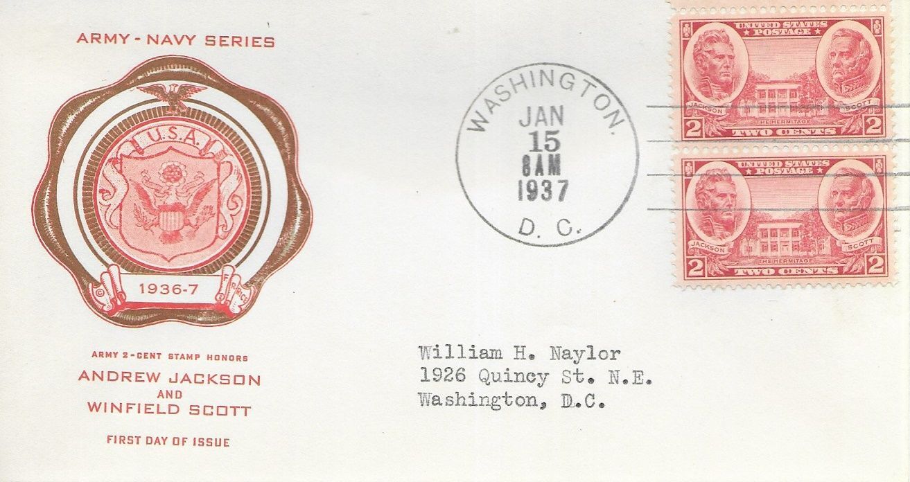 1937 FDC, #786,21c Army Heroes, Rice - vertical pair | United States ...