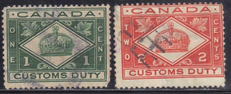 Canada Customs Duty Stamps 1c+2c SEE Scan | Canada, Revenues - Customs ...