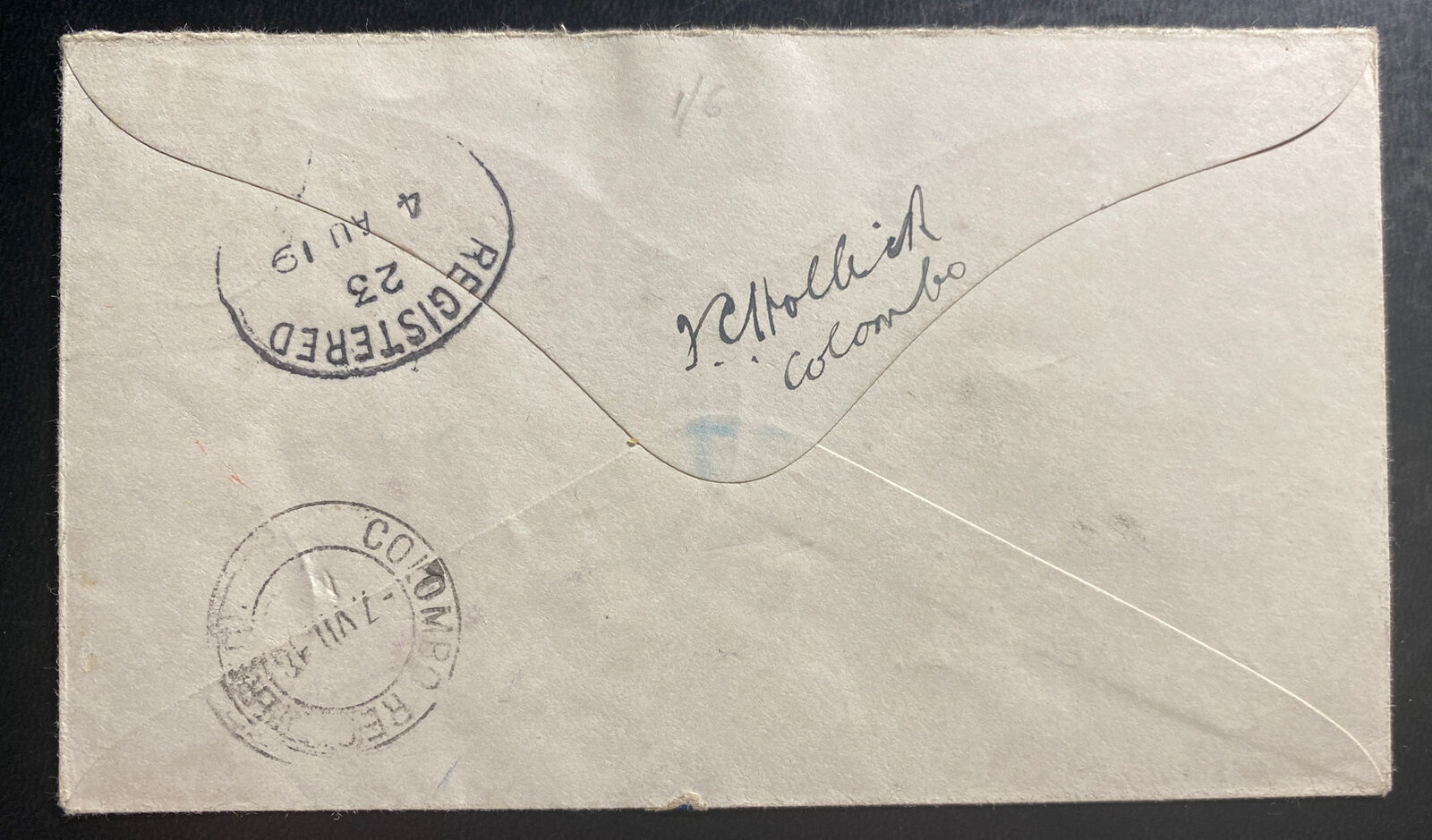 1919 Colombo Ceylon Registered cover To Birmingham England Sc#MR1-MR4 ...