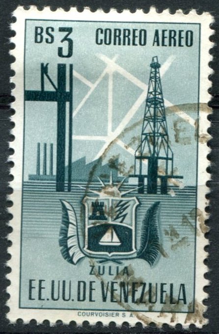 Venezuela Sc#C353 Used, 3b bl gray, Arms of Zulia (1951) | Central ...