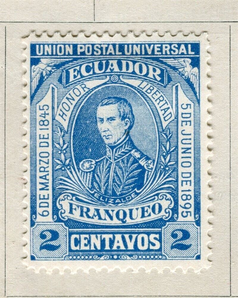ECUADOR; 1895 classic Coat of Arms issue Mint hinged 2c. value ...