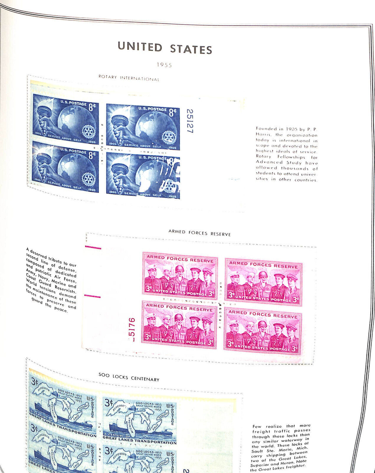 United States Stamp Collection in Harris Plate Block Album 1932-1969 ...