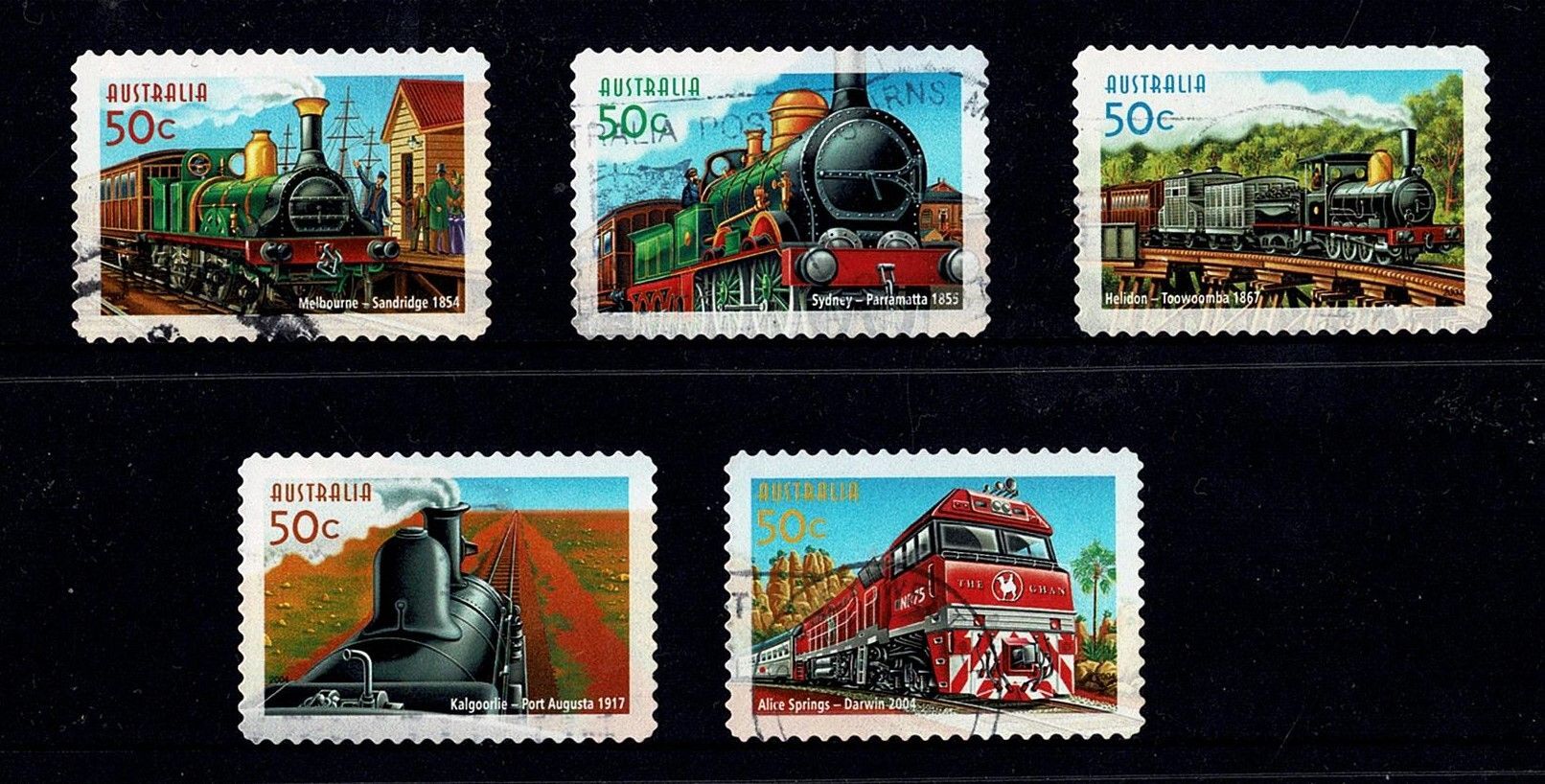 Australia 2004 Railways - Trains Set of 5 Self-adhesives Used ...