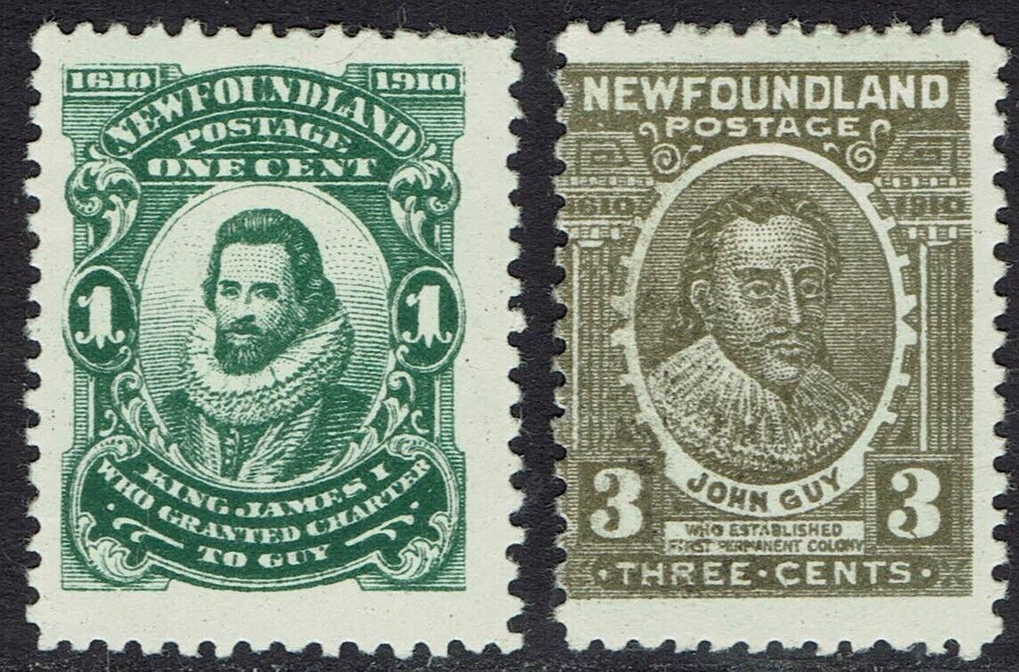 Newfoundland 1910 GUY Issue 1c and 3c Perf 12 | Canada, Stamp / HipStamp