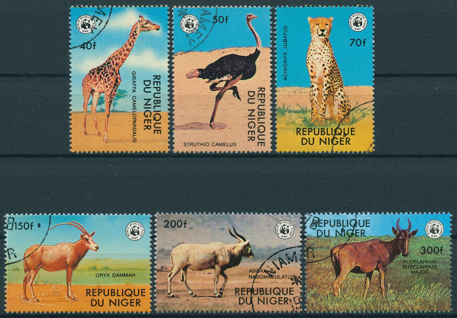 Niger 1978 CTO WWF Stamps Endangered Wild Animals Giraffes Ostrich Oryx ...