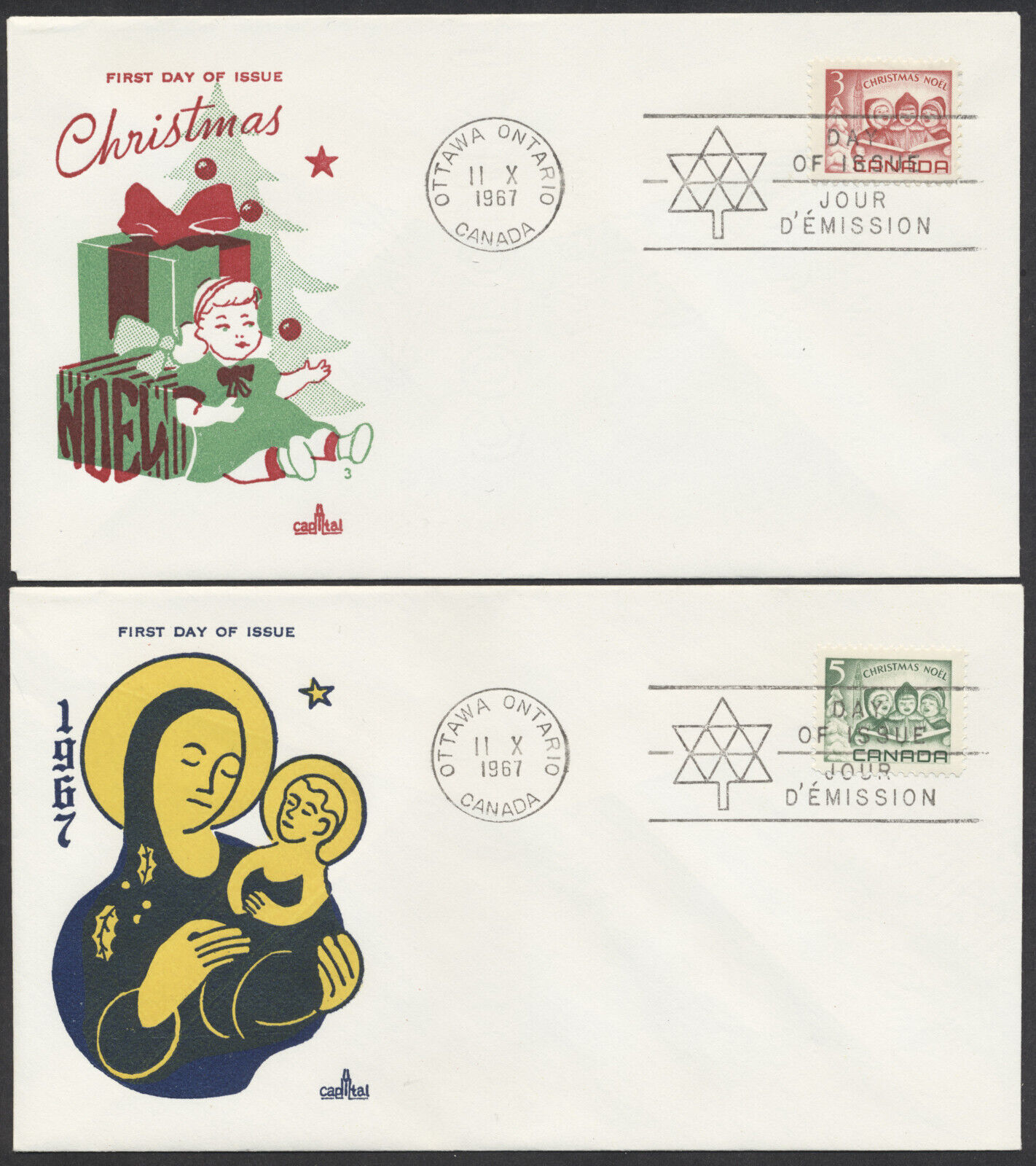1967 #476-477 Pair of Christmas FDCs Capital Cachets Ottawa | Canada ...