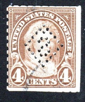 SC# 585 - (4c) - Martha Washington, pf 10 Used perfin | United States ...