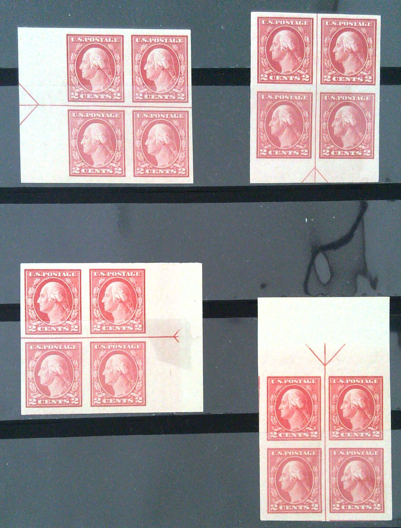 Scott #482 - 2c Carmine - Washington - Margin block of 4, arrow - MNH ...