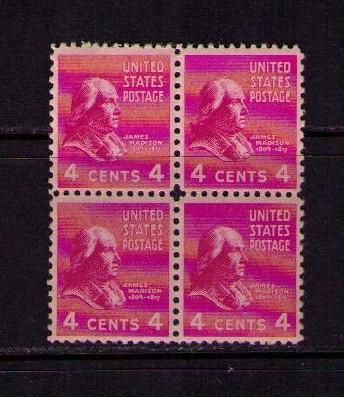 US SC# 808 MNH F Block4 President James Madison 4c | United States ...