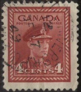 Canada 254 (used) 4c George VI, dk car (1943) | Canada, General Issue ...