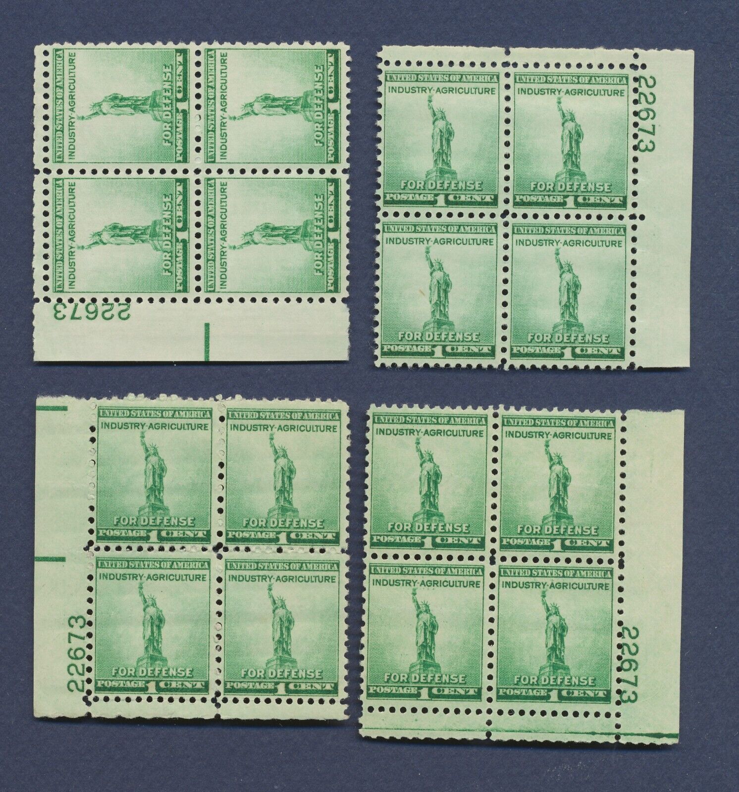 USA - Scott 899 - MNH matched Plate Block set #22673 - For Defense ...