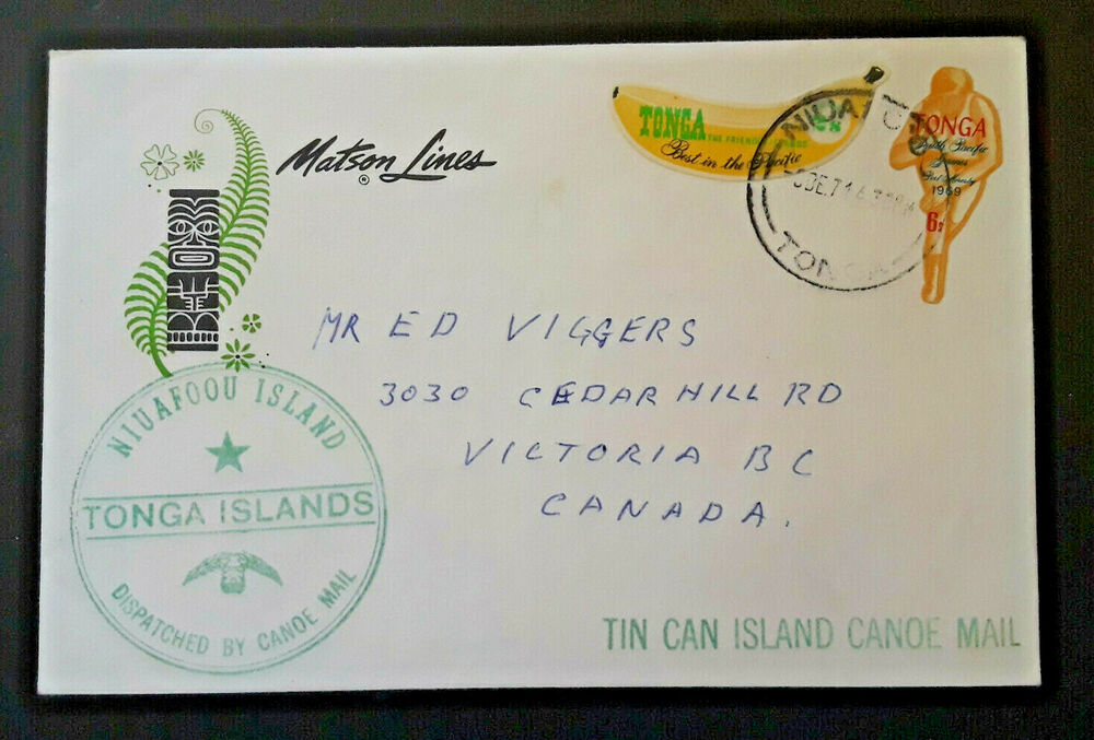 1971 Niuafo'ou Island Tonga To Victoria BC Canada Tin Can Canoe Mail ...