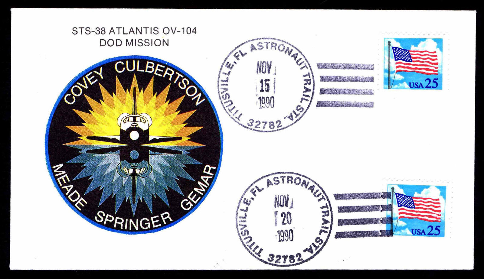 1990 Launch & Landing Atlantis Sts-38 - DOD Mission - U.S. #2278 (Esp ...