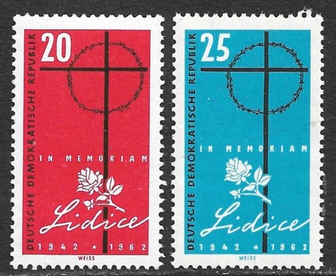 EAST GERMANY DDR 1962 Destruction of Lidice by Nazis Set Sc 607-608 MNH ...