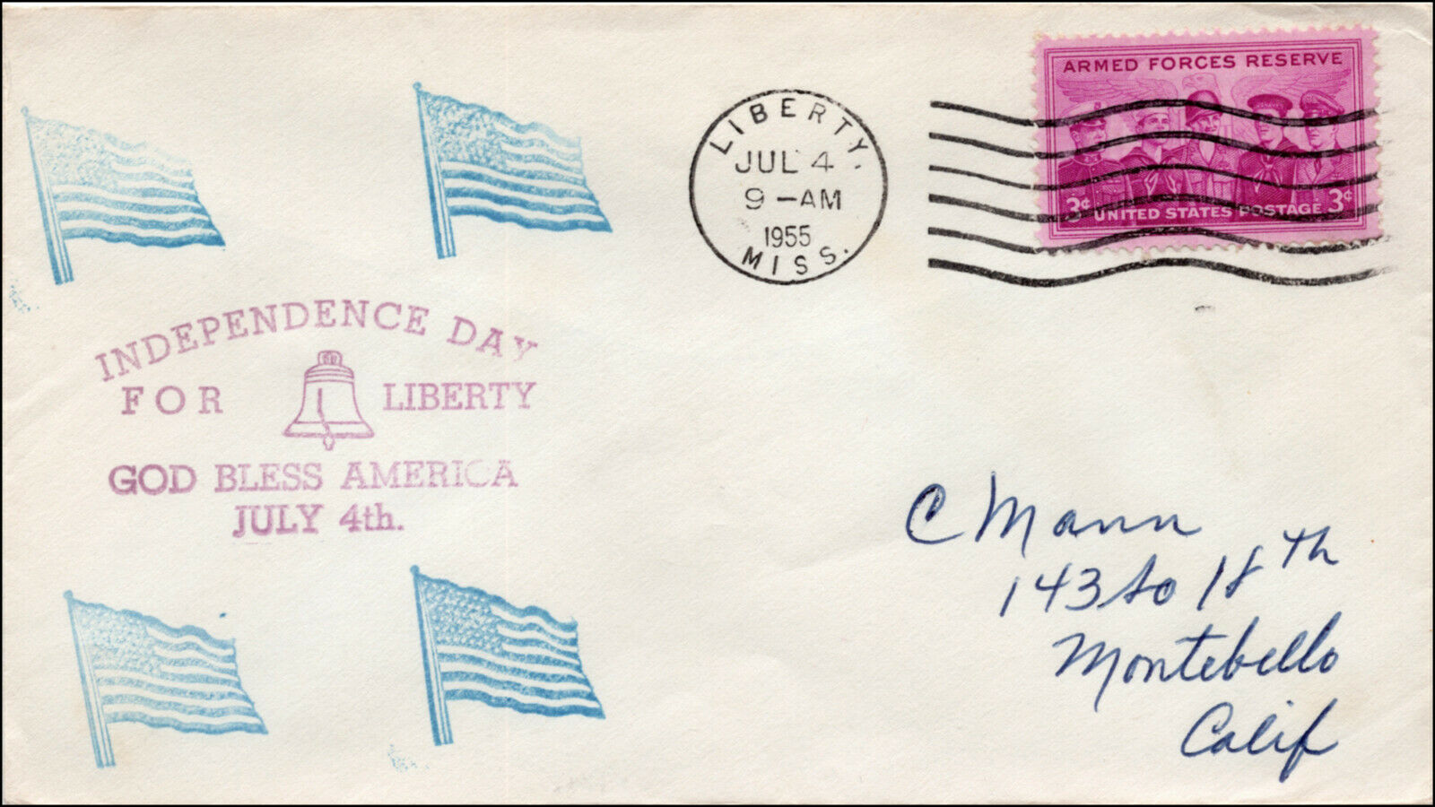SC-1067, Independence Day, July 4, 1955, Liberty Miss, Addressed ...