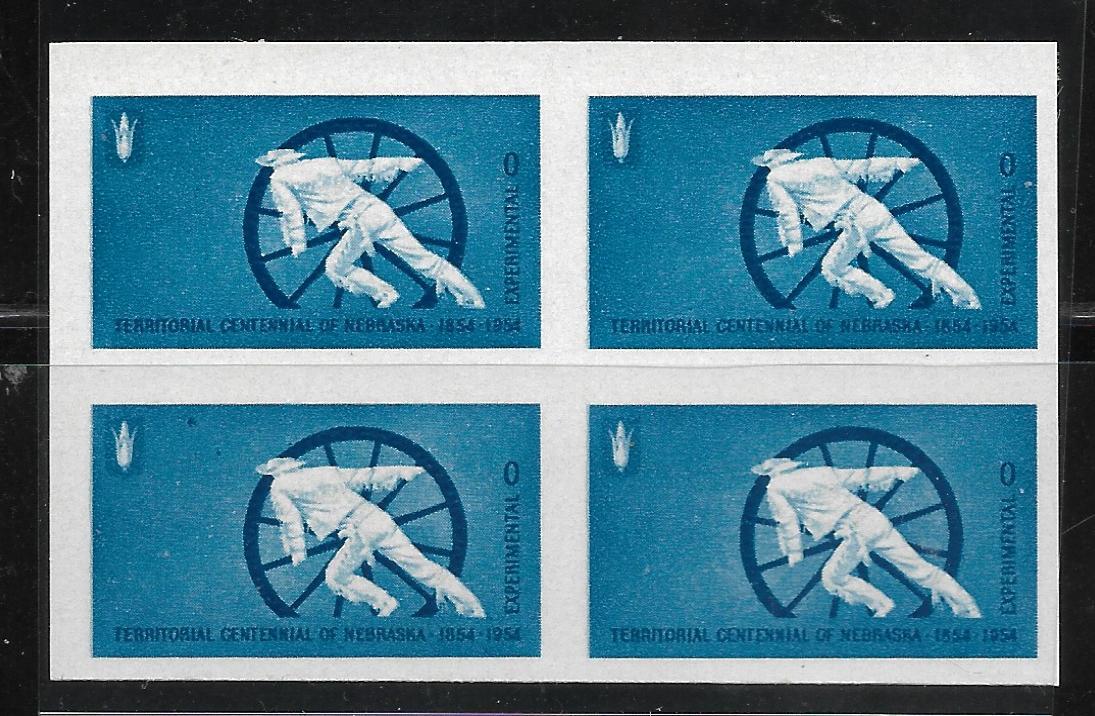 Scott #TD101, XF OG NH BLOCK/4 Nebraska Testing Stamp - Blue on White ...