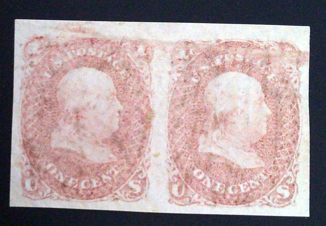 Scott #63TC5a - 1c Rose - Loewenberg Decalcomania - Pair - 1861 ...
