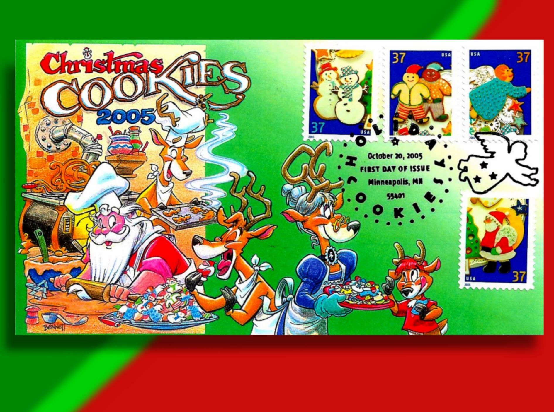 Chef Santa and His Reindeer Bake Christmas Cookies - AFDCS COH 2005 FDC ...