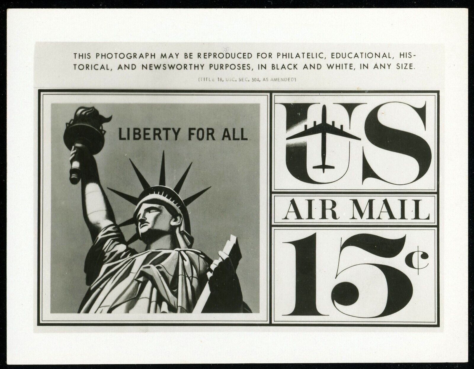 USA #C58 Statue of Liberty AP39 Photo Essay BW 3"x4" Publicity Card ...