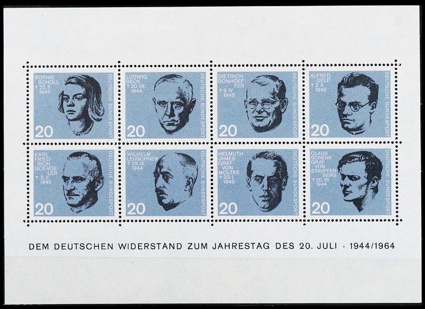 GERMANY BRD 1964 Resistance. Hitler Assassination Attempt - 20. Souv ...