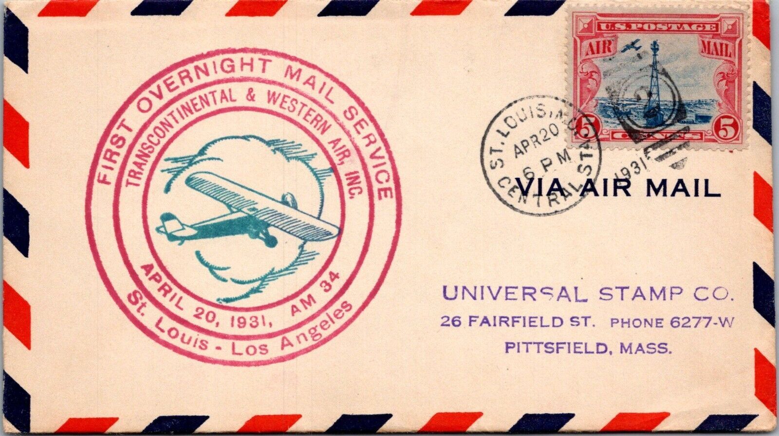 FFC 1931 - 1st Overnight Mail Service / RT AM #34 - St Louis, Mo ...