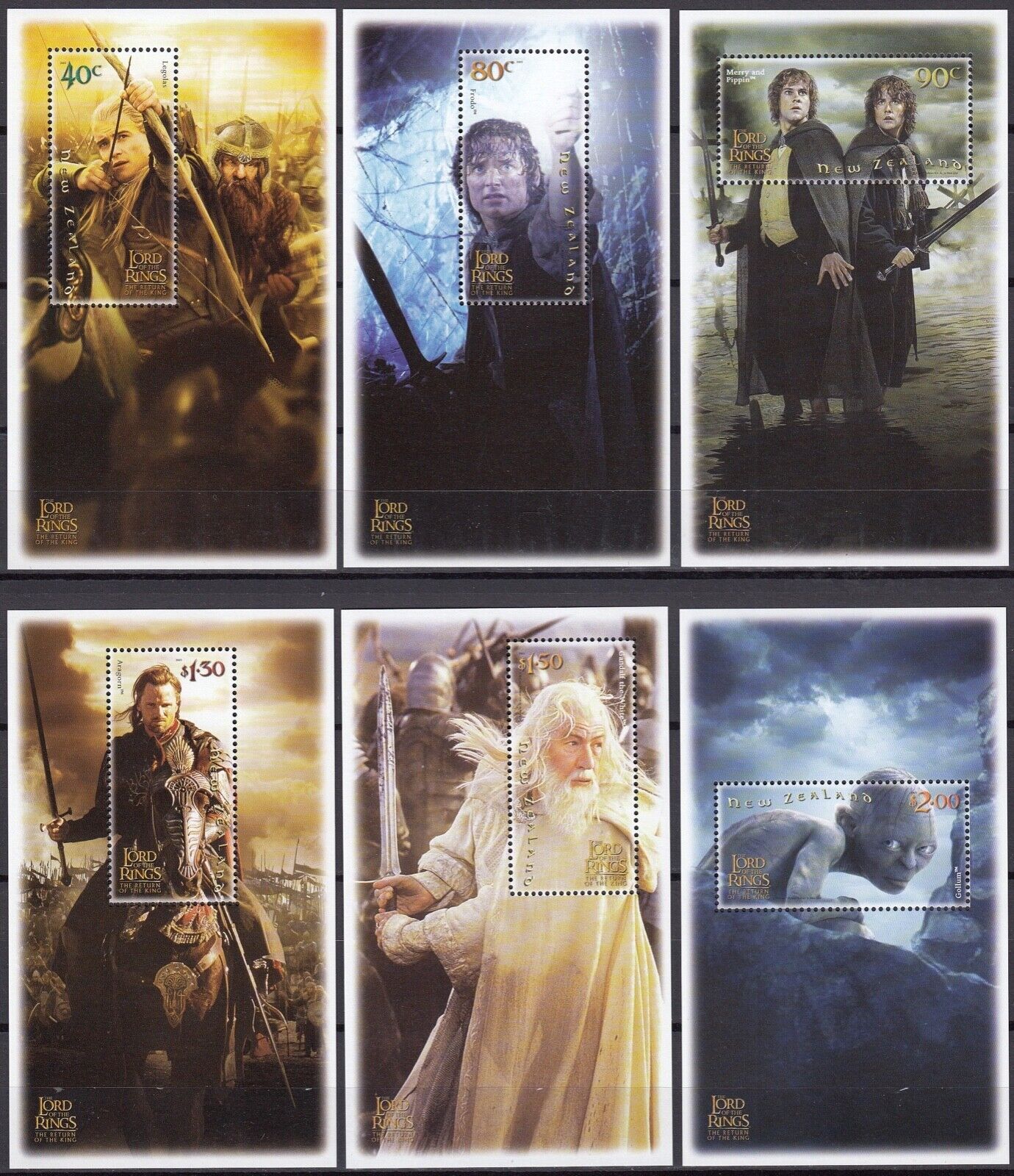 NEW ZEALAND 2003 Lord of the Rings: The Return of the King, Set of 6 M ...