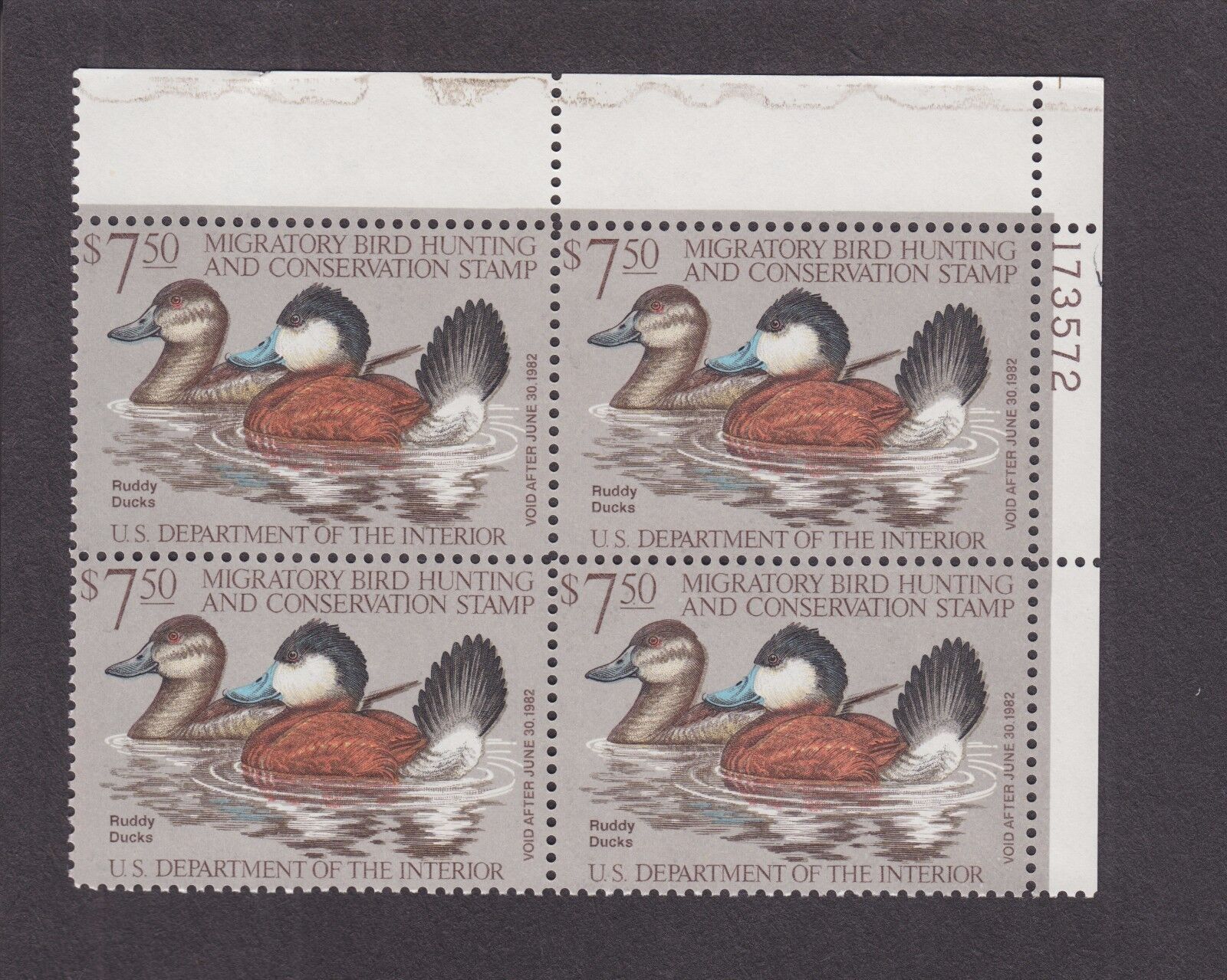 US RW48 Federal Duck Hunting Stamp Mint Plate Block of 4 VF-XF OG NH ...