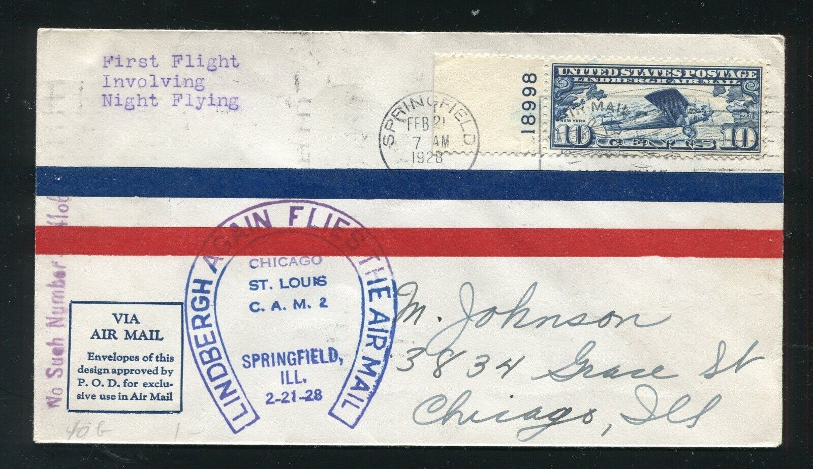 Lindbergh Flies Again C10 Horseshoe Air Mail Cover 1928 | United States ...