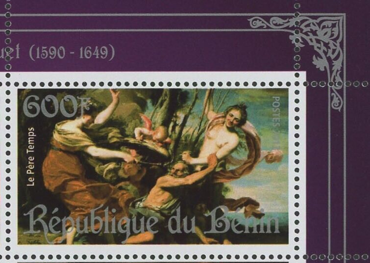 Art Stamp Simon Vouel Apollon et les Muses Souvenir Sheet of 4 MNH ...